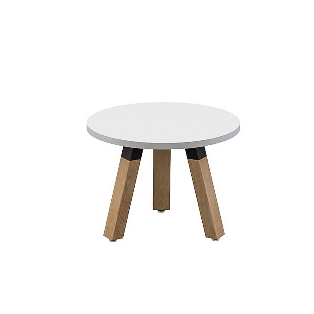 Plank Round Coffee Table - Oak Legs - White Top | Xchange Design Australia