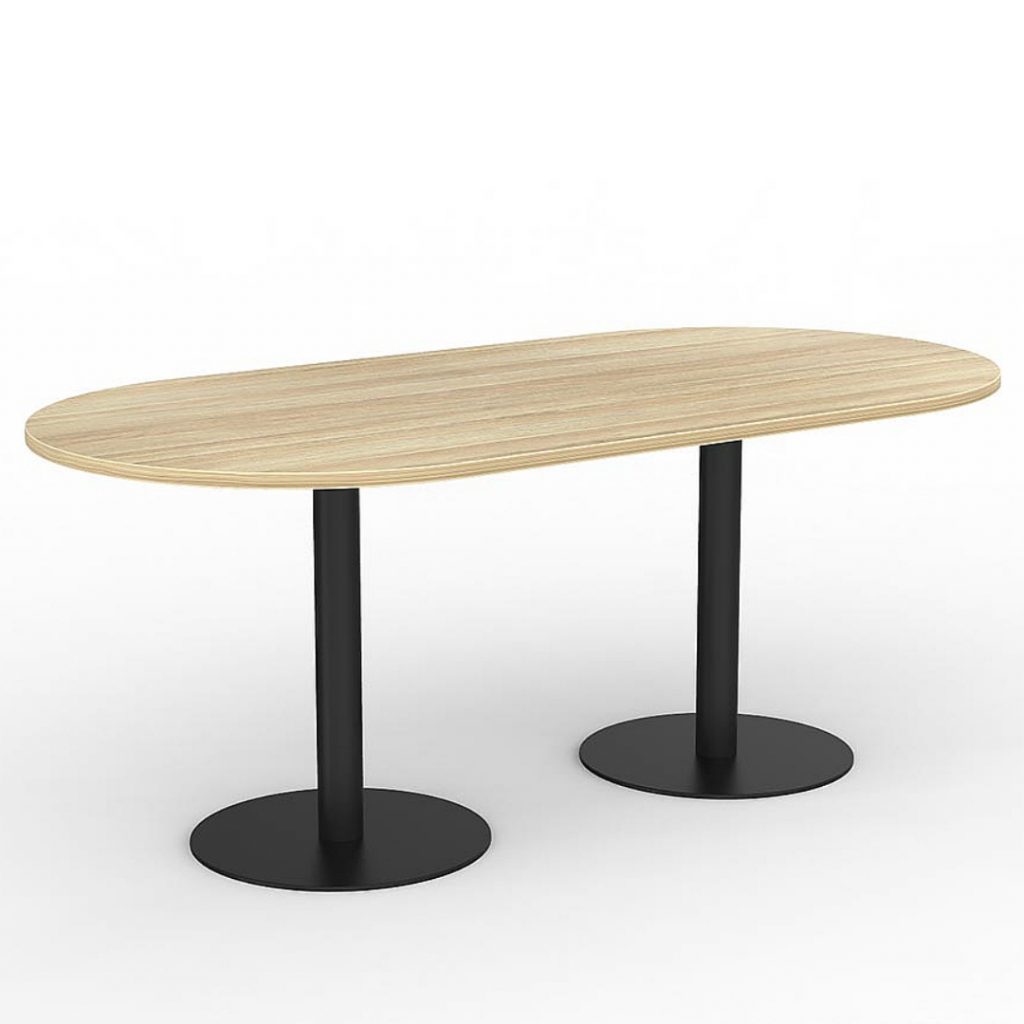 Classic - Twin Disc Base Meeting Table - Black Disc Base - Oak Top ...