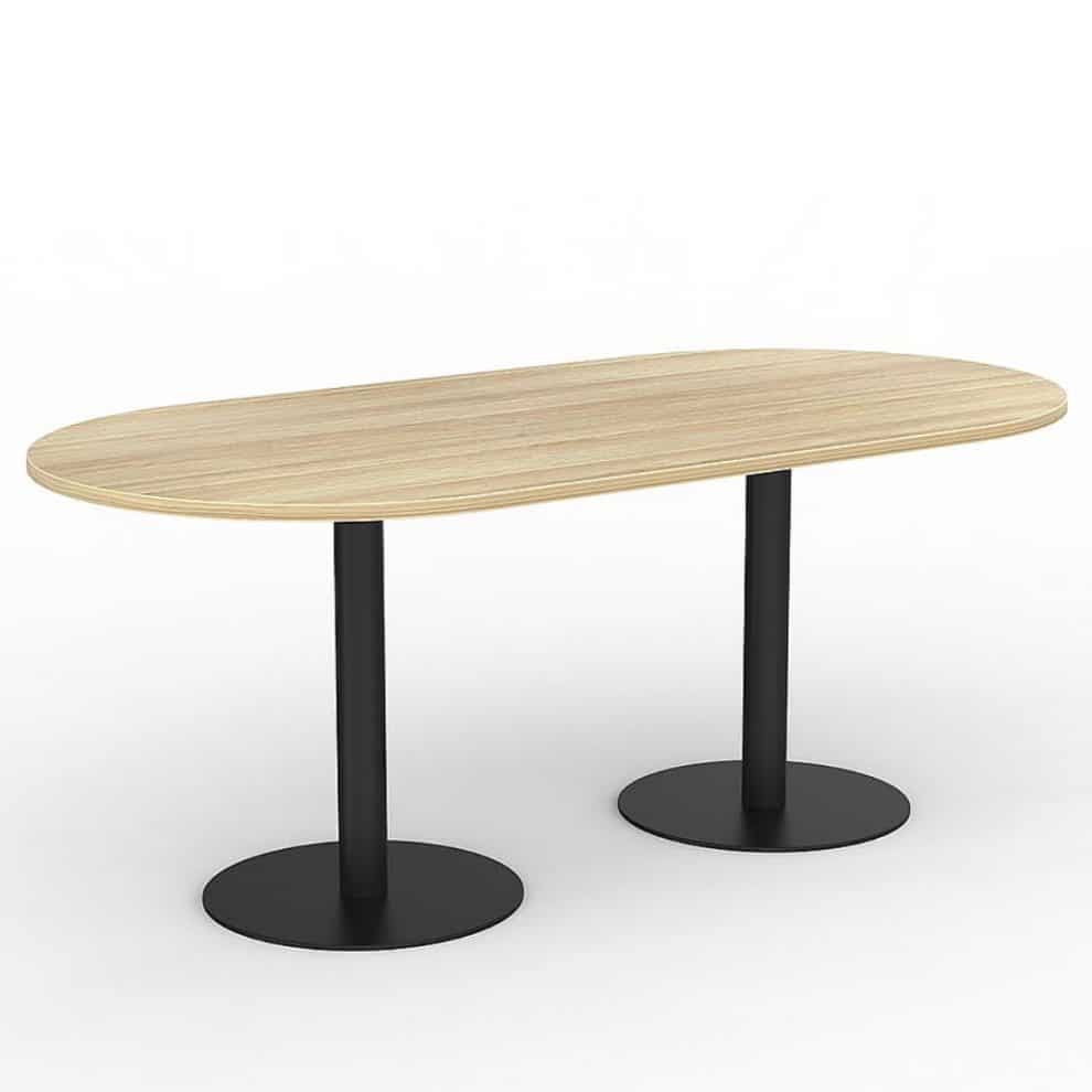 Classic - Twin Disc Base Meeting Table - Black Disc Base - Oak Top ...